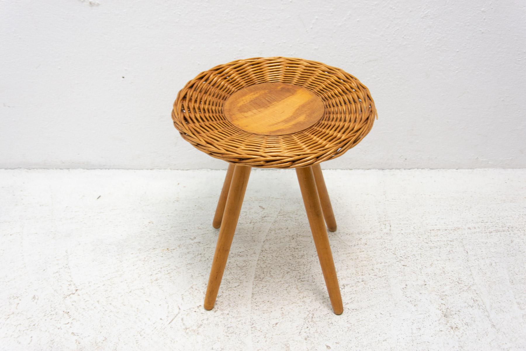 Mid-Century Rattan Stool by Jan Kalous for Úluv, 1960's, Czechoslovakia ...