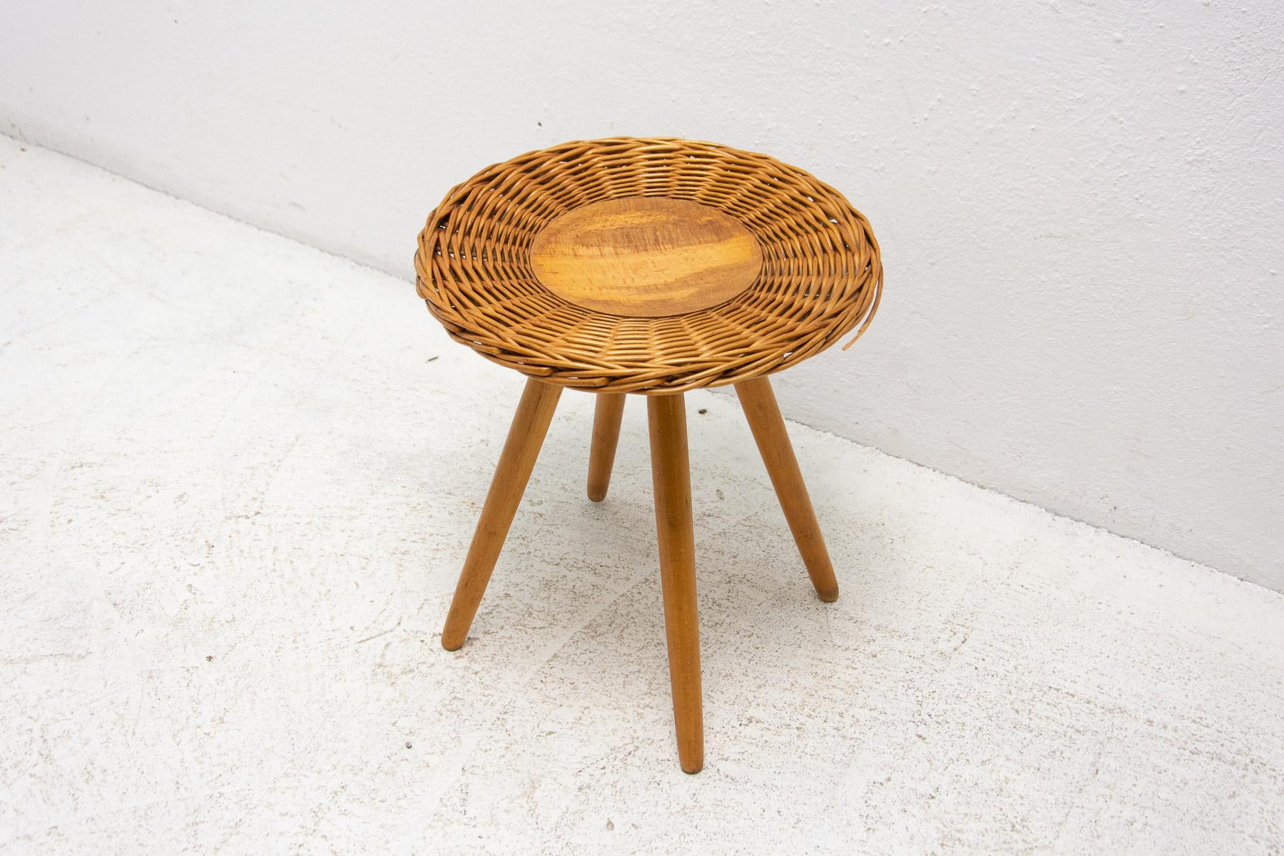 Mid-Century Rattan Stool by Jan Kalous for Úluv, 1960's, Czechoslovakia ...