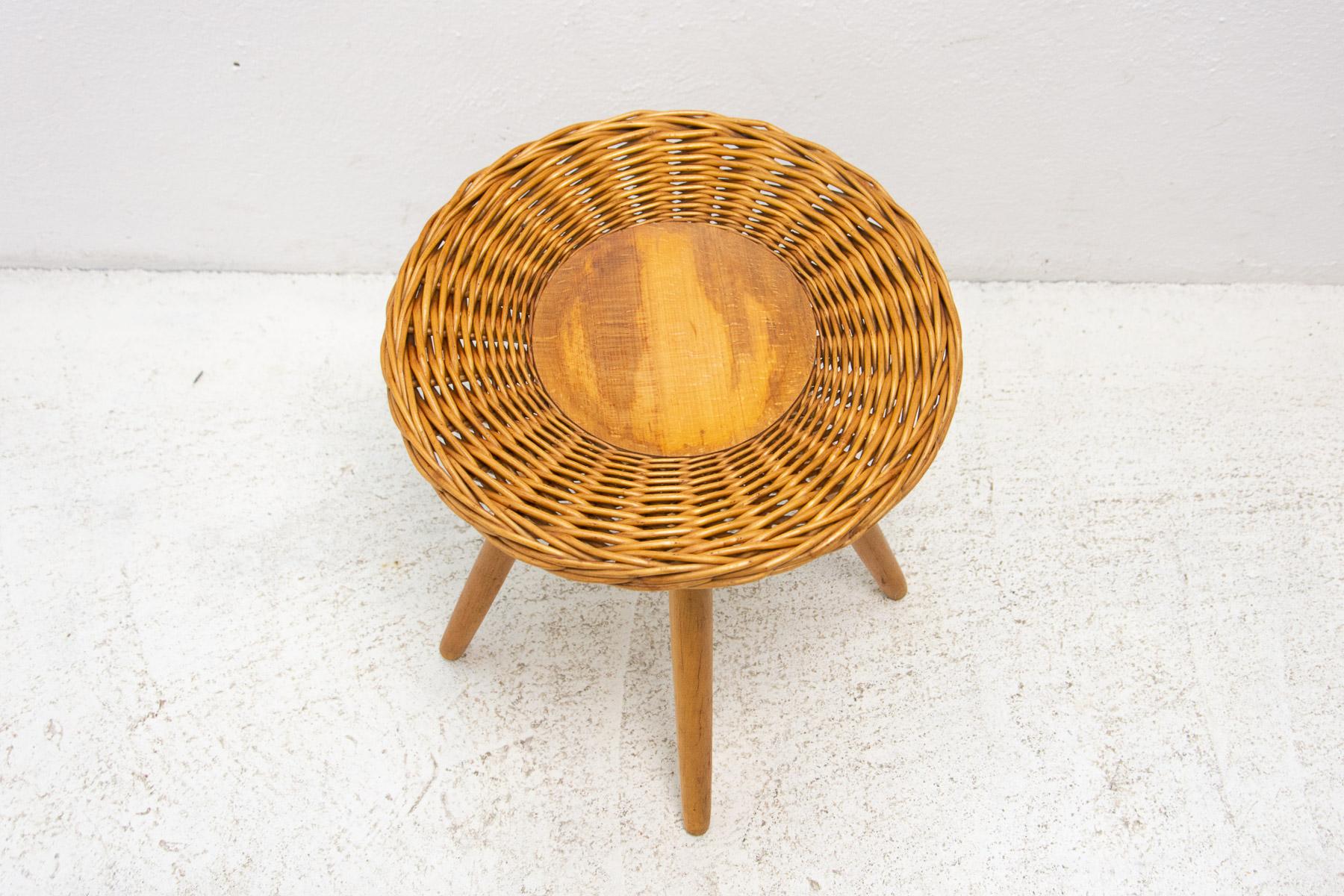 Mid-Century Rattan Stool by Jan Kalous for Úluv, 1960's, Czechoslovakia ...