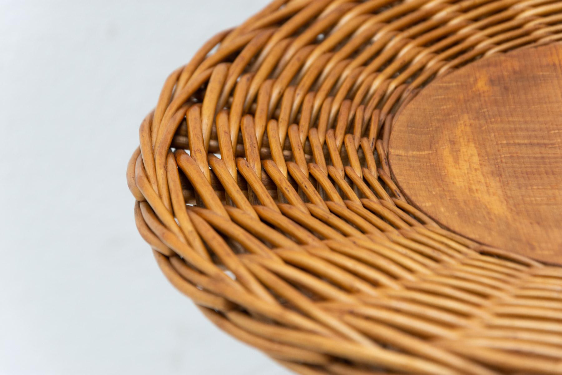 Mid-Century Rattan Stool by Jan Kalous for Úluv, 1960's, Czechoslovakia ...