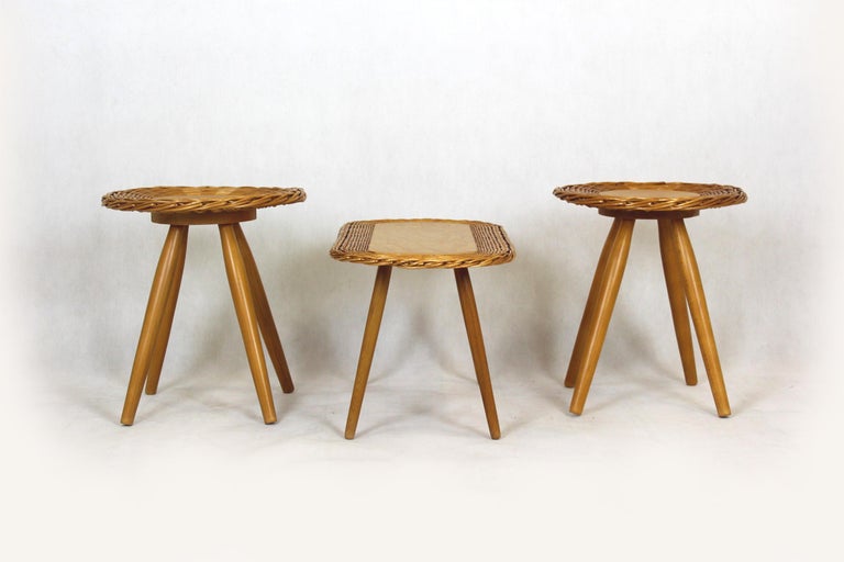 Mid-Century Rattan Stools by Jan Kalous for Úluv, Czechoslovakia, 1960s ...