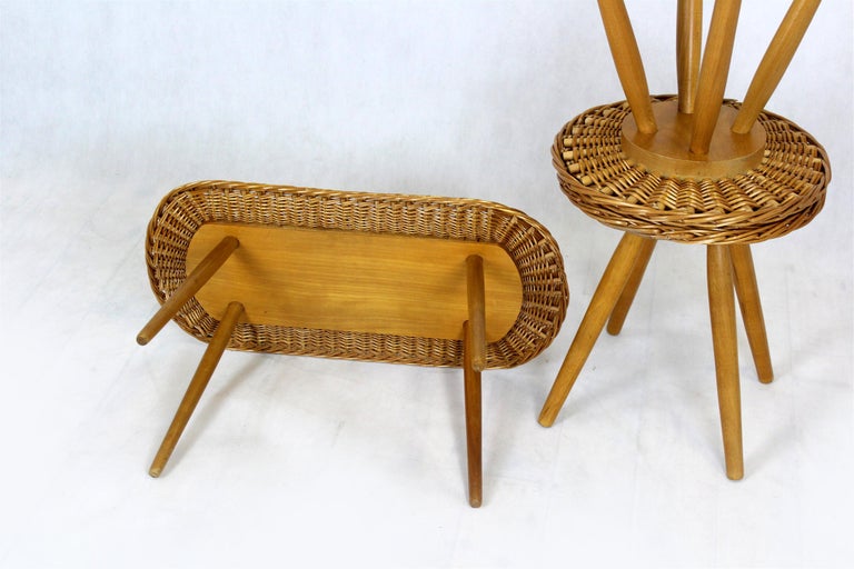 Mid-Century Rattan Stools by Jan Kalous for Úluv, Czechoslovakia, 1960s ...