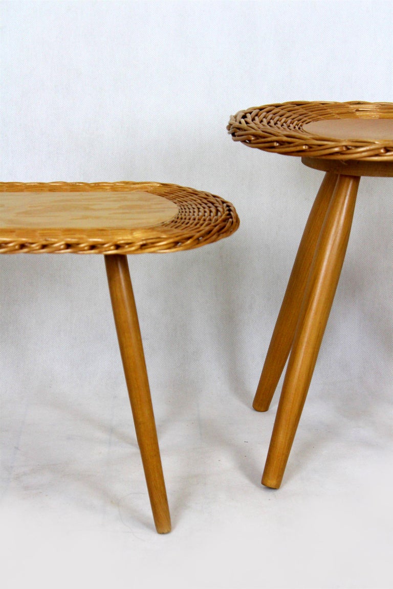 Mid-Century Rattan Stools by Jan Kalous for Úluv, Czechoslovakia, 1960s ...