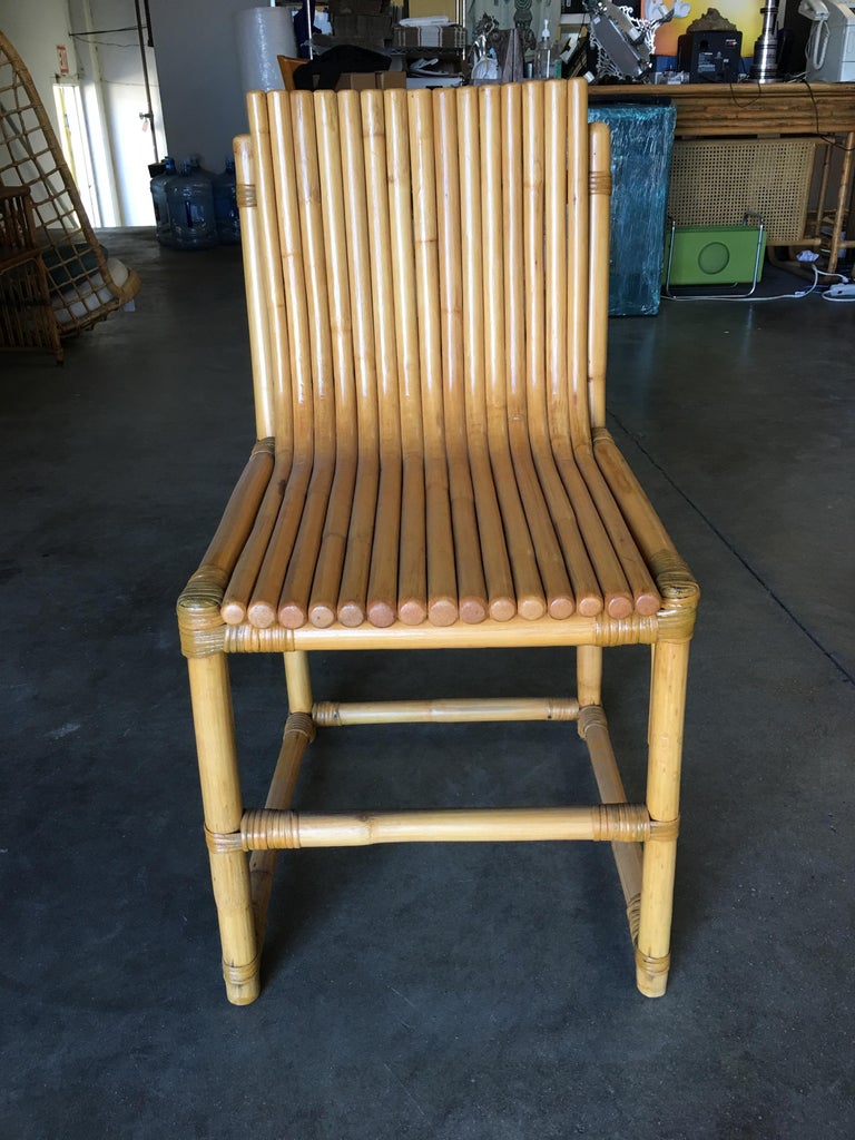 Midcentury Rattan Vertically Stacked Side Chair in the Style of Paul ...