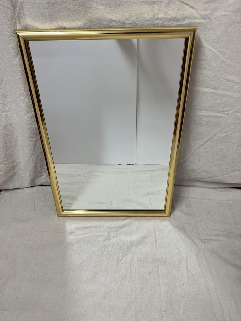 Mid Century Rectangle Brass Mirror For Sale at 1stDibs