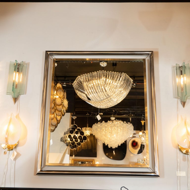 Midcentury Rectangular Polished Brass and Tubular Chrome Wall Floating ...