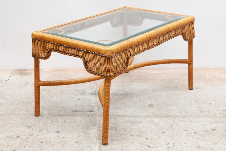Midcentury Rectangular Rattan Coffee Table, 1970s, France at 1stDibs ...