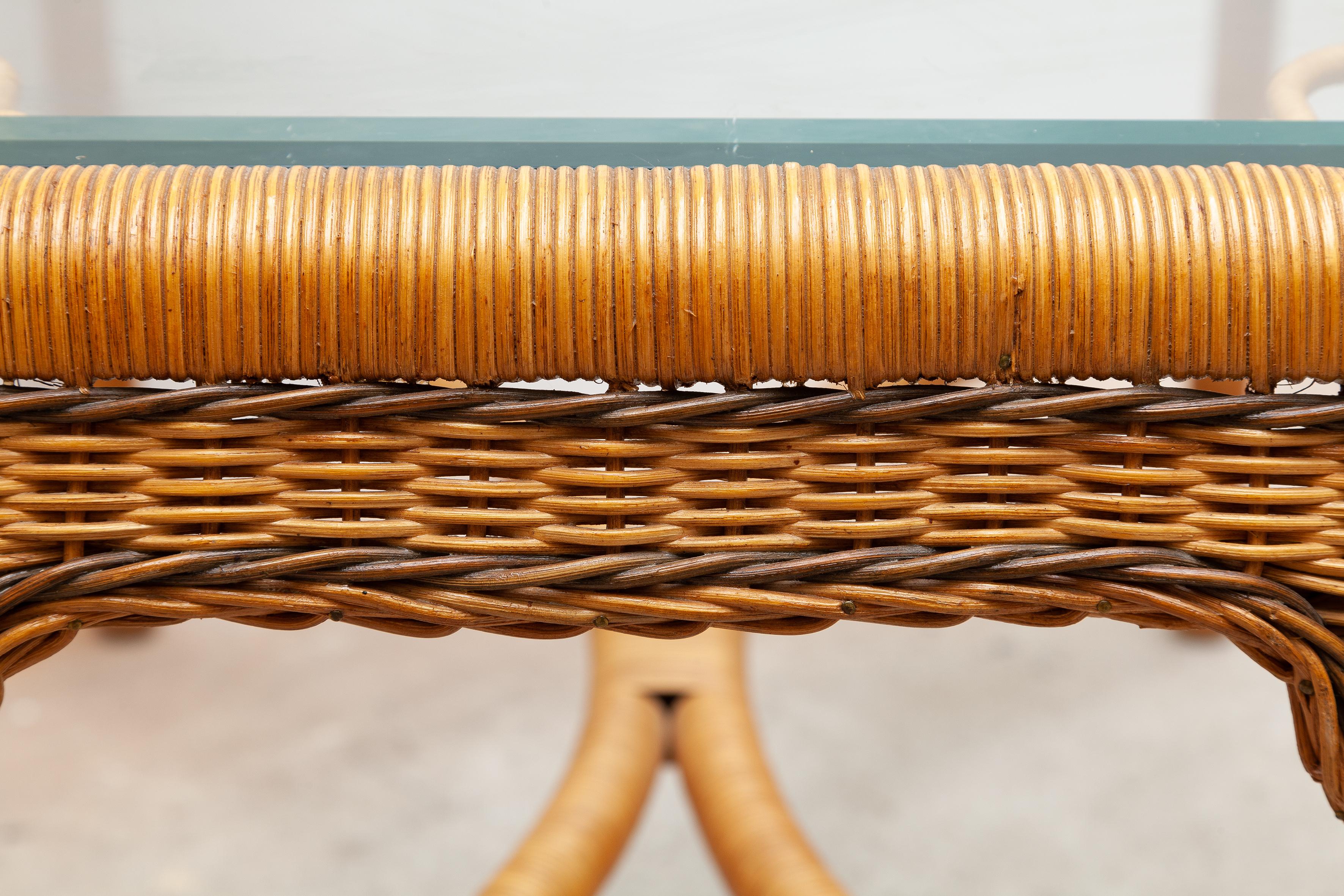 Midcentury Rectangular Rattan Coffee Table, 1970s, France at 1stDibs ...