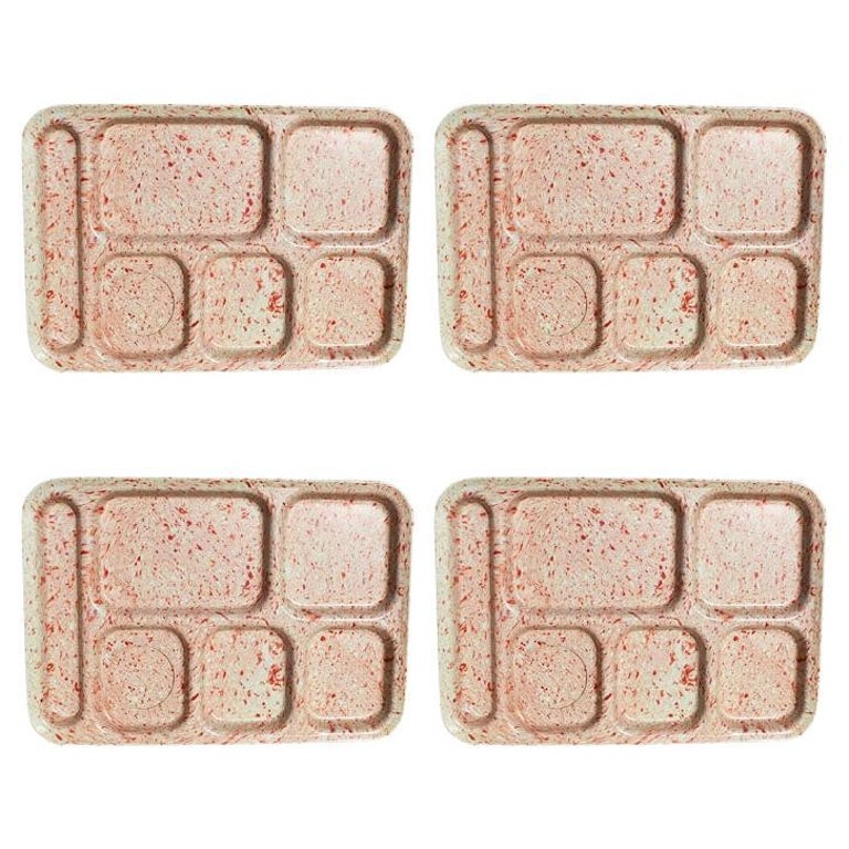 Mid Century Red and Orange Vintage Splatter Confetti Lunch Trays, Set ...