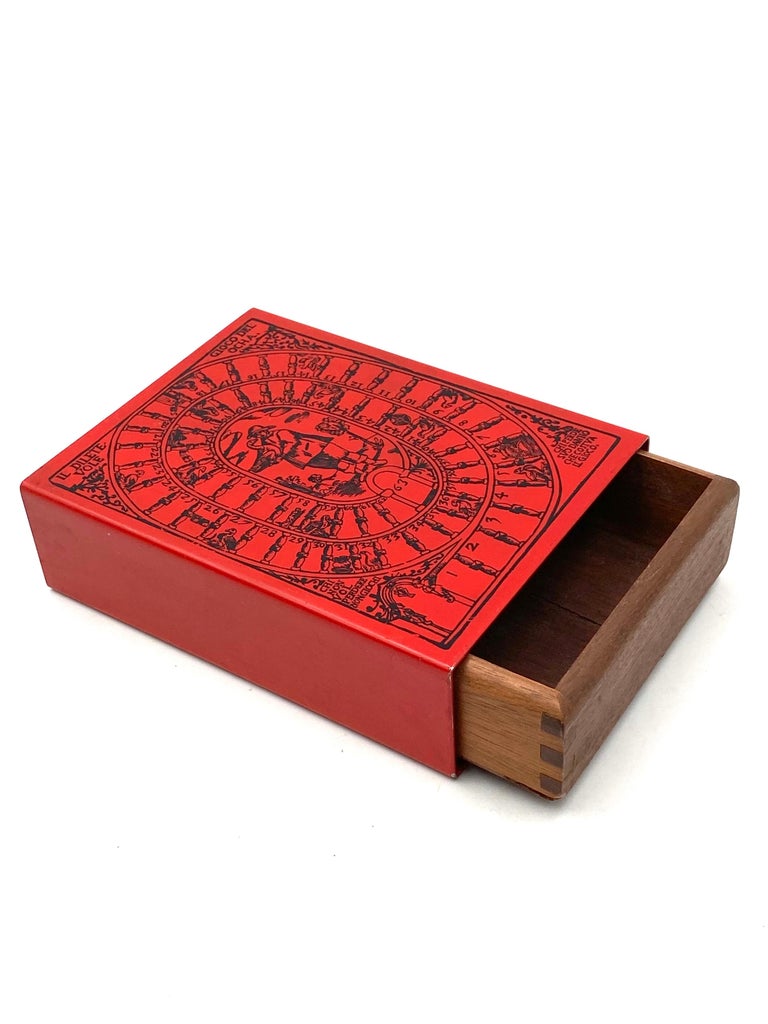 Midcentury Red Cigars Box "Game of the Goose", Italy, circa 1950 For ...