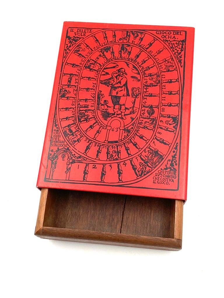 Midcentury Red Cigars Box "Game of the Goose", Italy, circa 1950 For ...