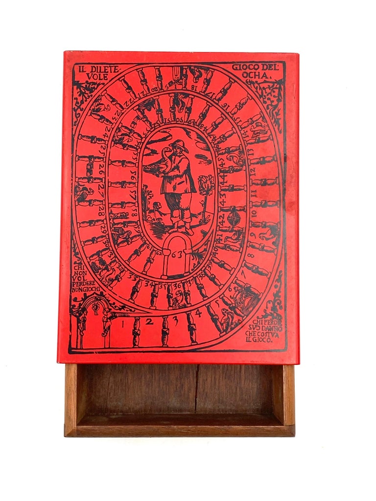 Midcentury Red Cigars Box "Game of the Goose", Italy, circa 1950 For ...
