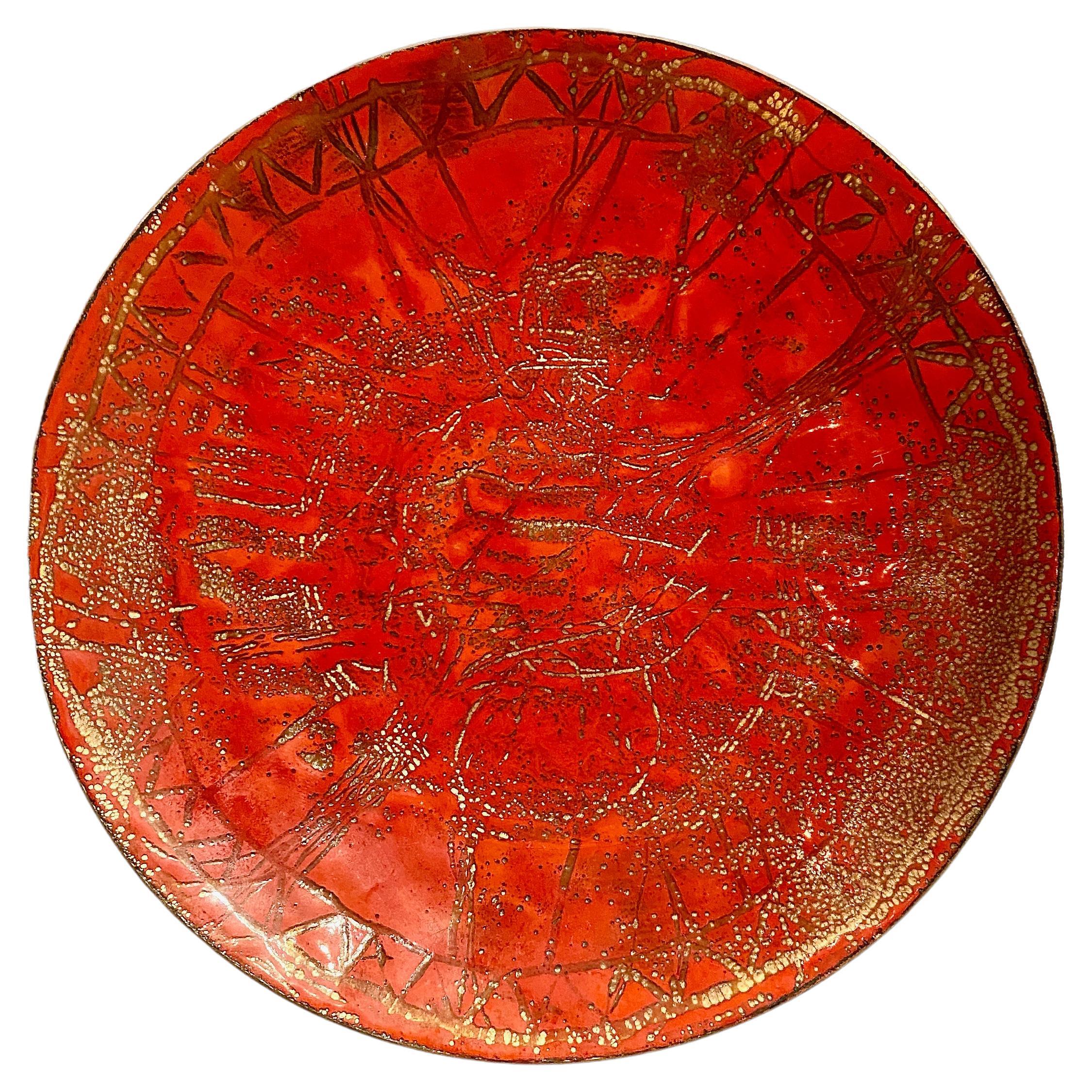 Mid-Century Red Enamel-on-copper Vide-Poche For Sale at 1stDibs
