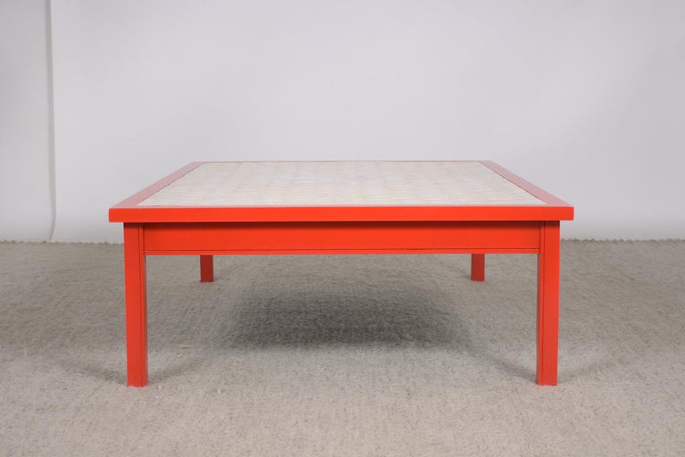 Red Mid-Century Modern Coffee Table For Sale at 1stDibs