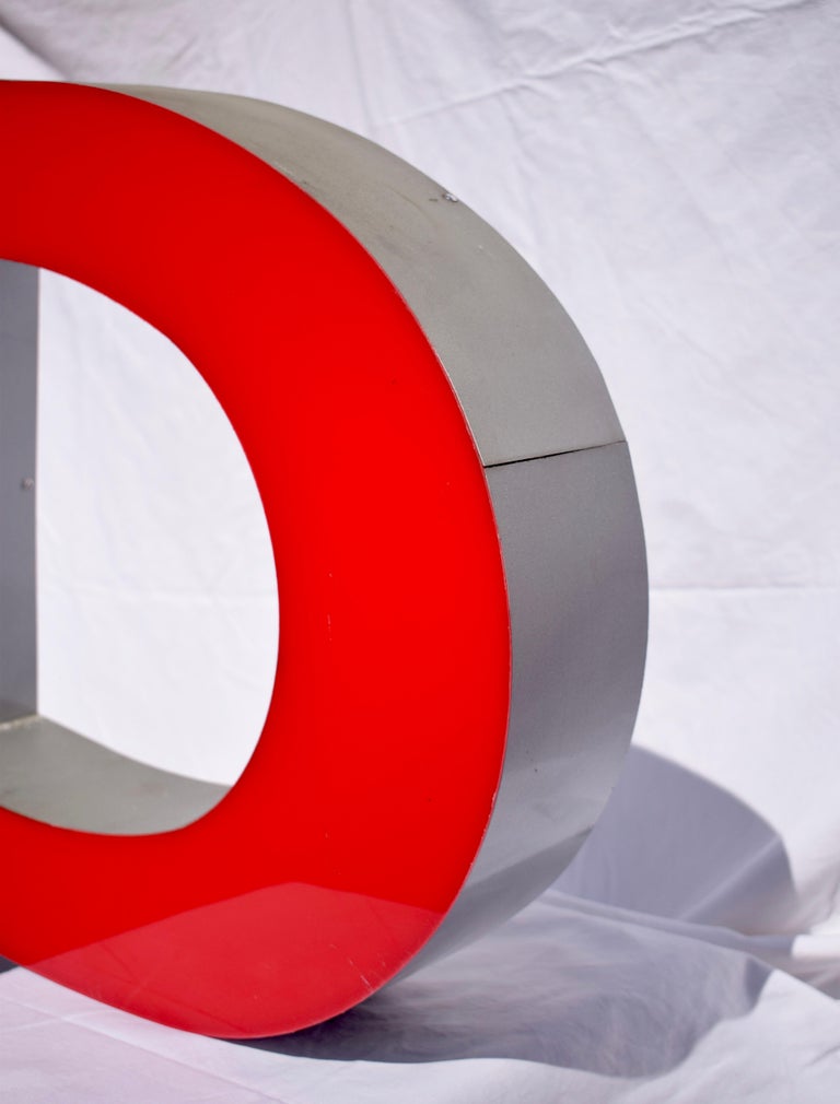 Mid-century Red Neon Acrylic Led "P" Letter Advertisement Light For ...