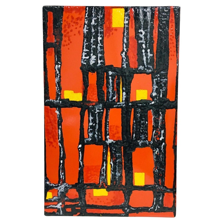 Mid-Century Rectangular Red/Black Painted Metal Wall Plate 1970's For ...