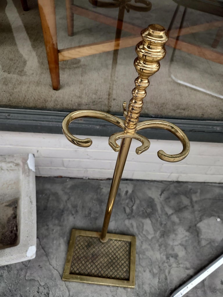 Mid Century Regency Styled Brass Fireplace Tools with Holder For Sale ...