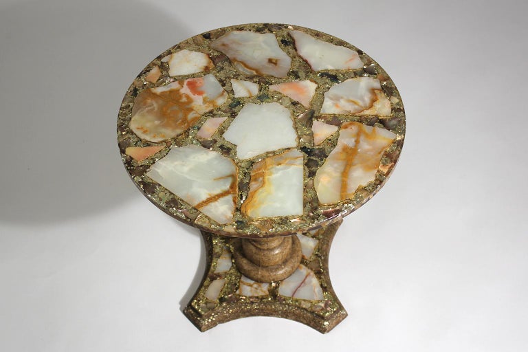 Midcentury Resin Epoxy Chunky Mexican Onyx and Glitter Side End Table ...