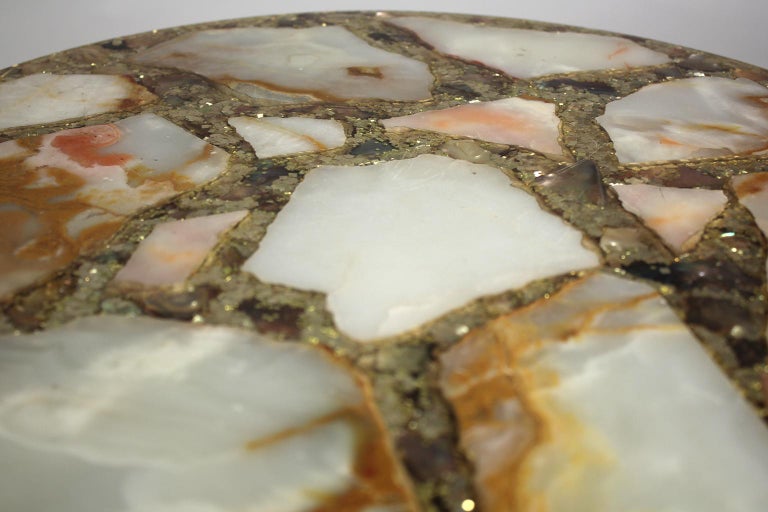 Midcentury Resin Epoxy Chunky Mexican Onyx and Glitter Side End Table ...
