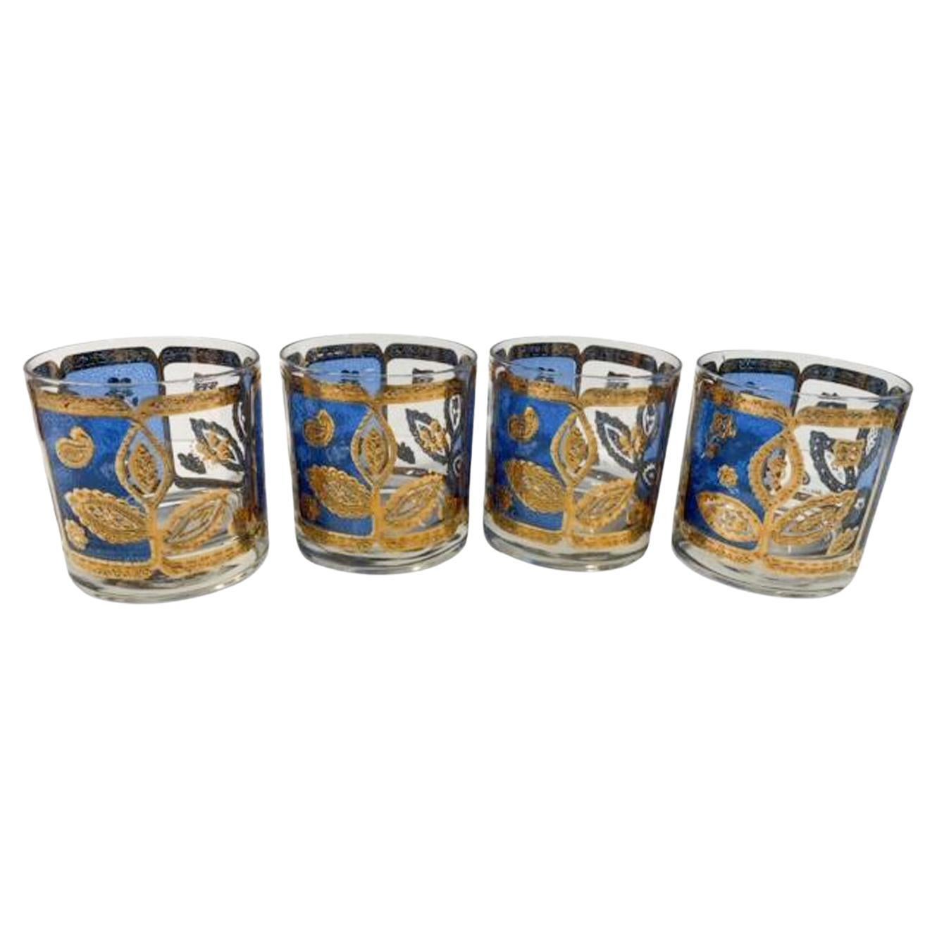 Four Mid-Century Modern Rocks Glasses with Greek Key Design by Culver ...