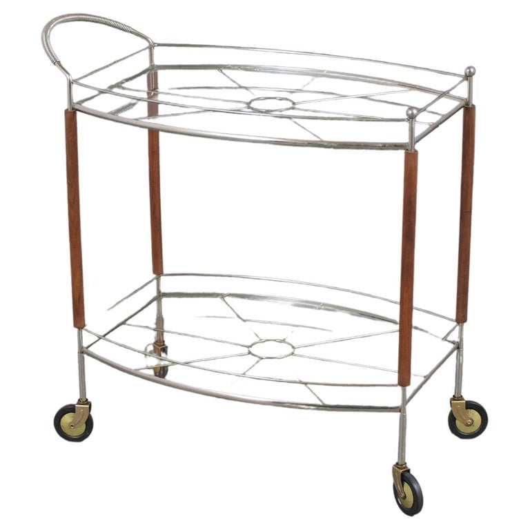 Mid-Century Modern Glass Top Bar Cart at 1stDibs