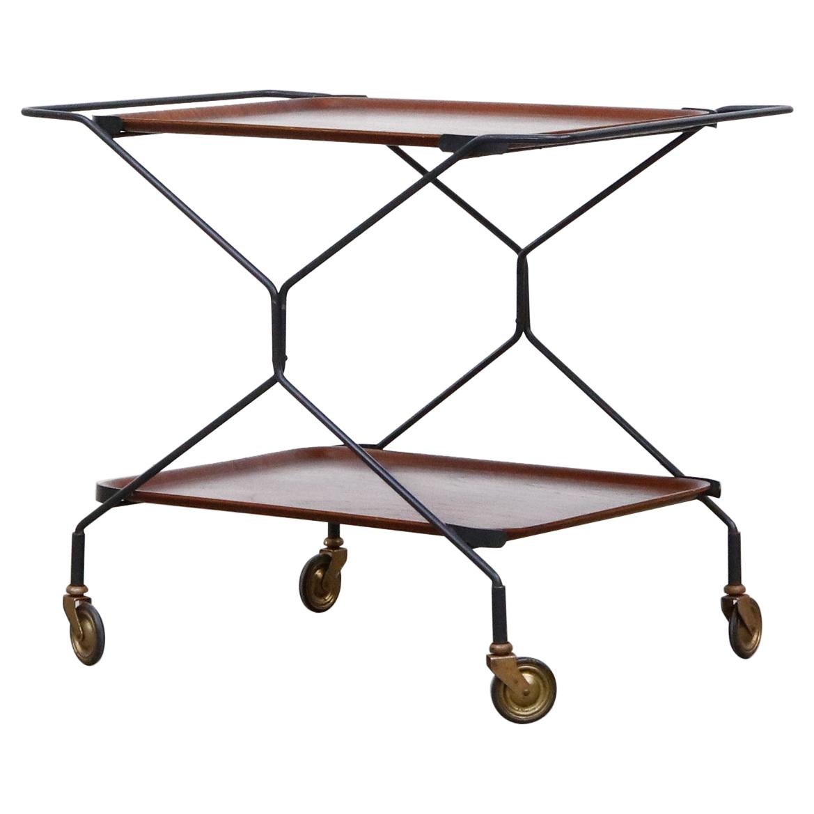 Mastercraft Rolling Bar Cart In Burled Amboyna and Brass at 1stDibs