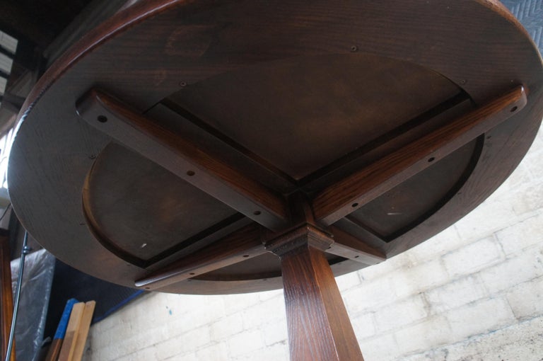 Midcentury Romweber Viking Oak Round Pedestal Dining Breakfast Game ...