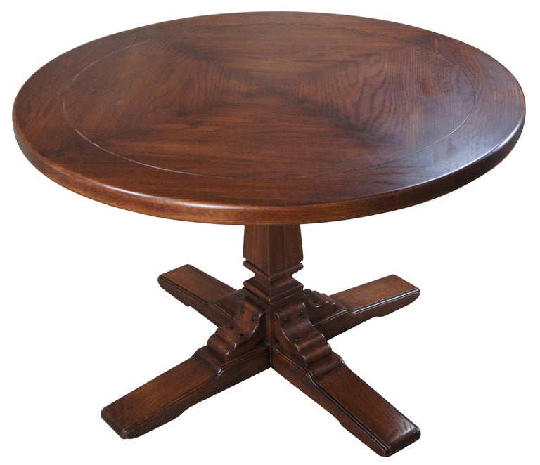 Midcentury Romweber Viking Oak Round Pedestal Dining Breakfast Game ...