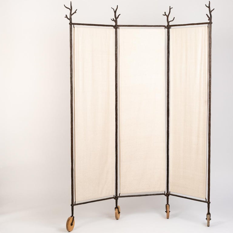 Mid-Century Room Divider - Screen in Iron with Linen by St. Herzog ...