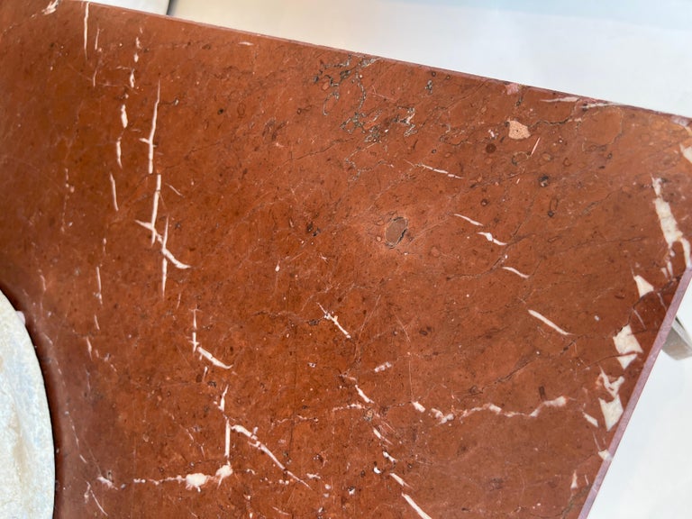 Mid-Century Rosa Marble Top Table with Iron Base at 1stDibs