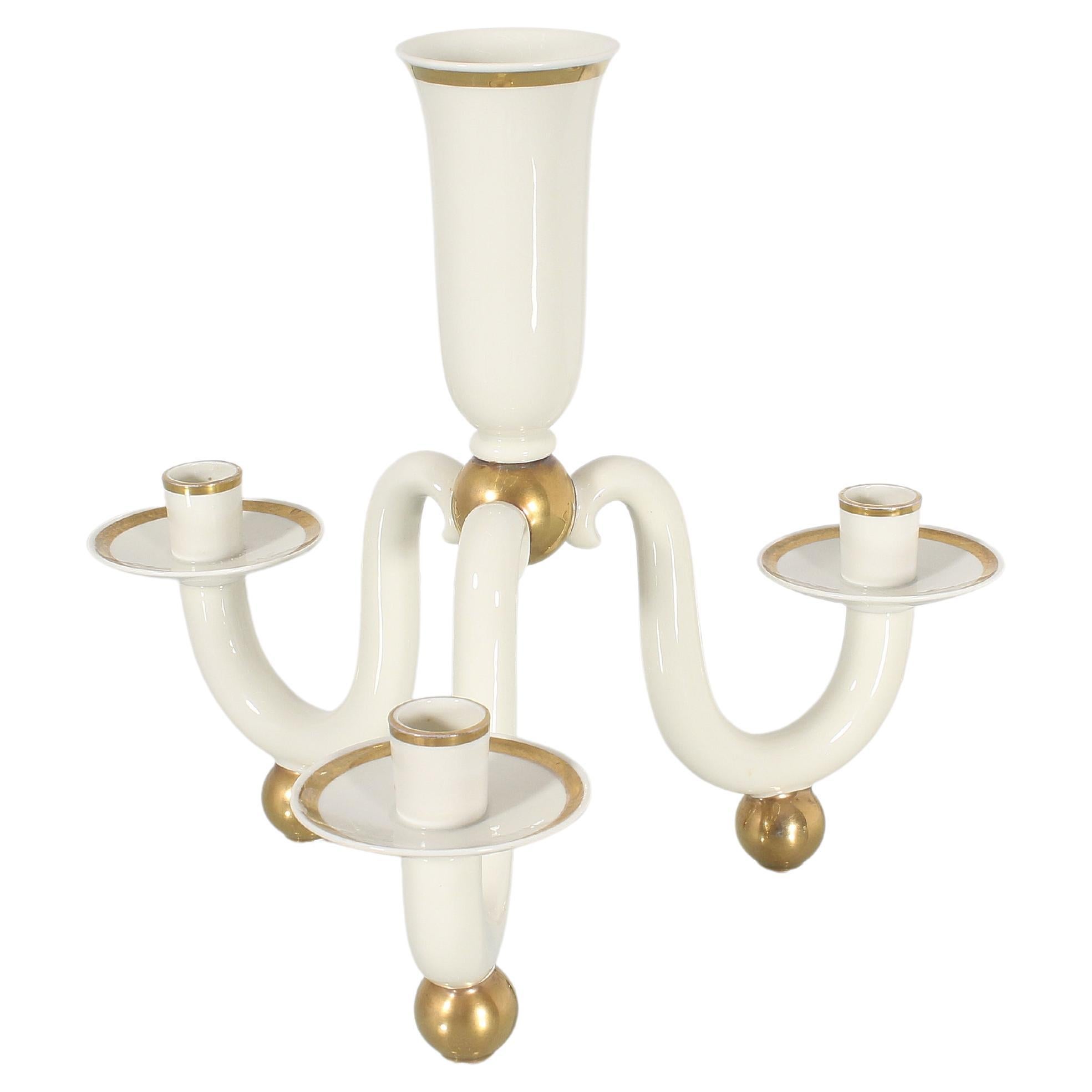 Mid-Century Rosenthal White Porcelain Candelabra, 1940s at 1stDibs