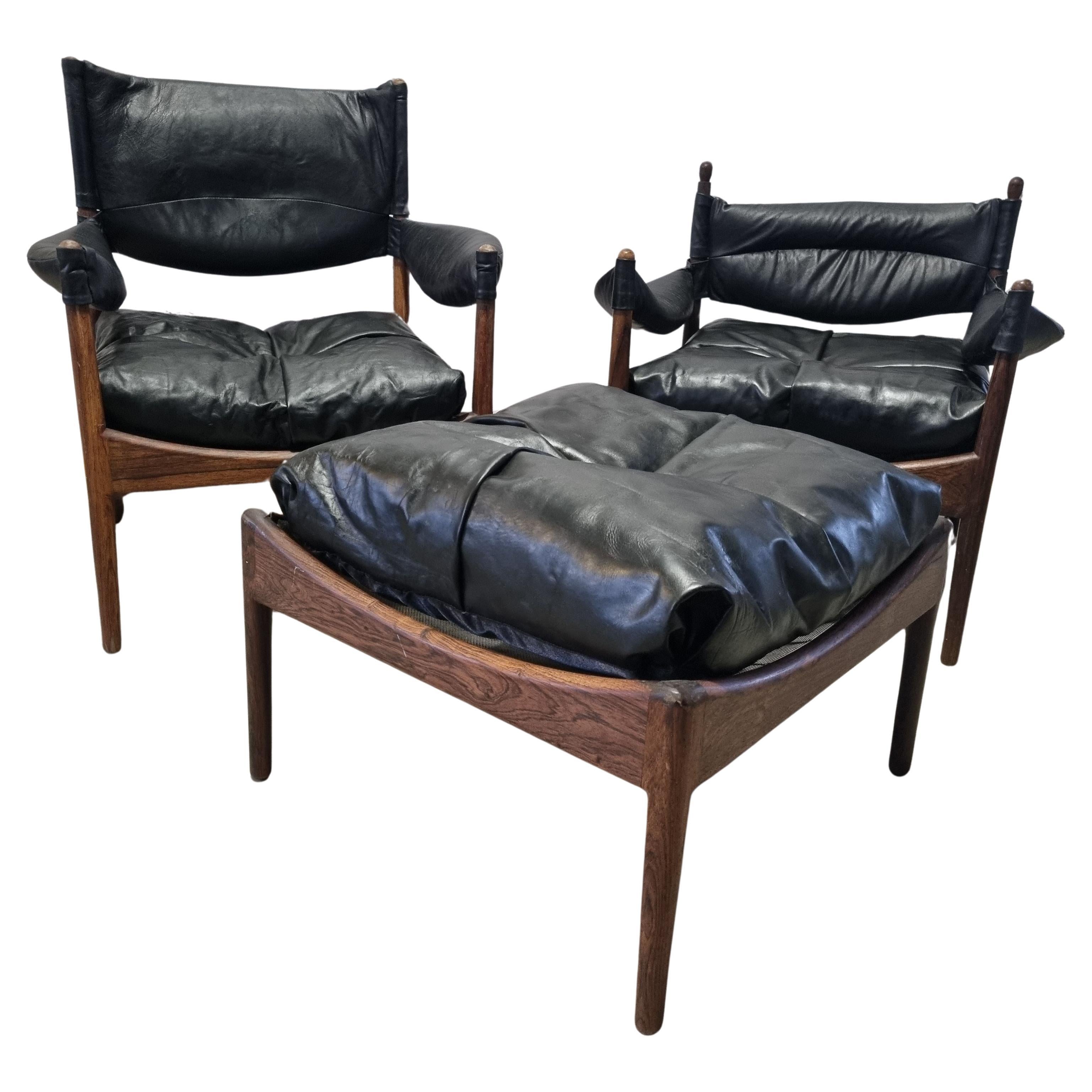 Mid Century Rosewood Armchairs With Ottoman By Kristian Vedel "Modus ...