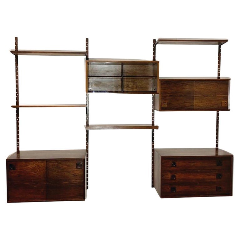Mid Century Rosewood Modular Shelving System For Sale at 1stDibs