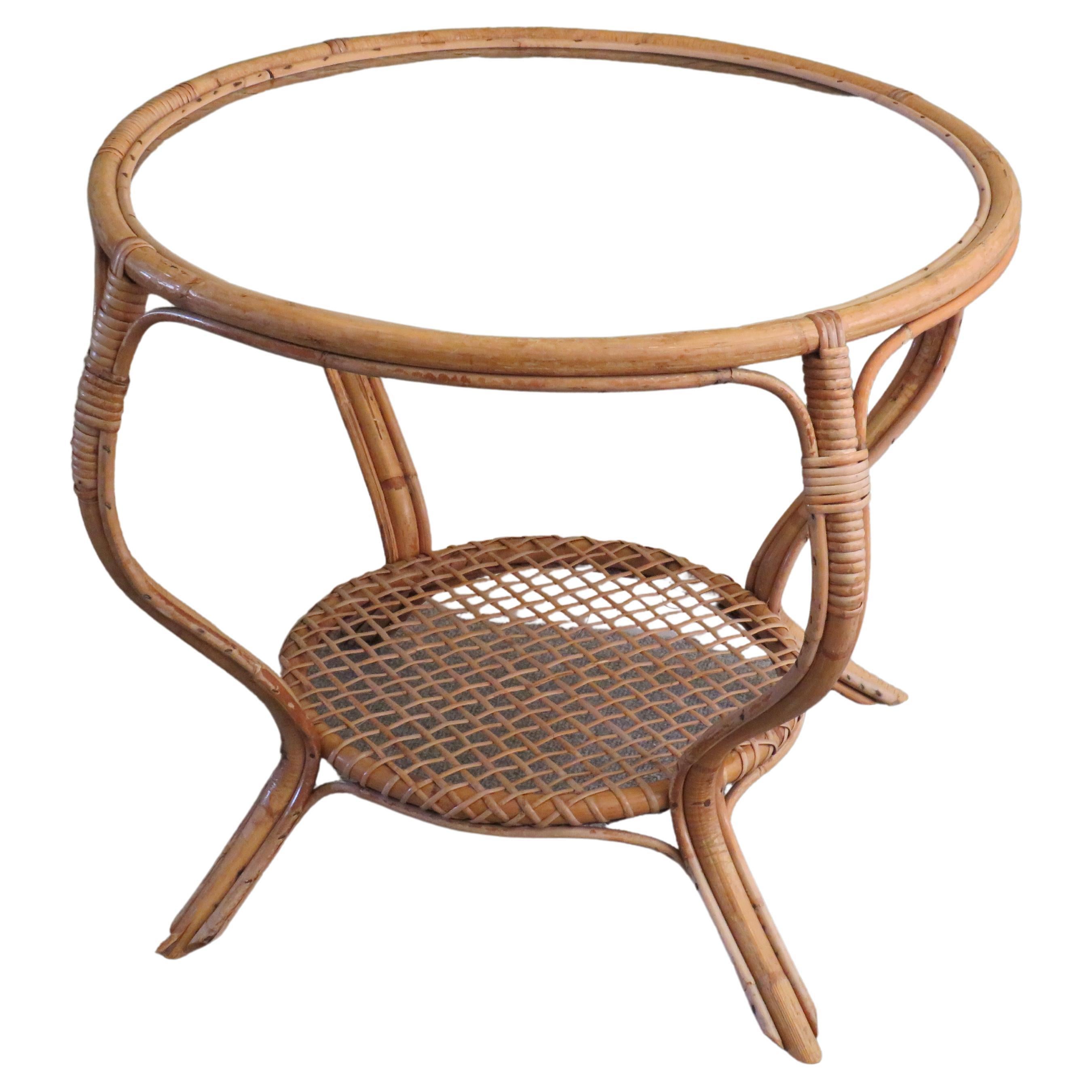 Round Brass Sputnik Coffee Table with Glass Top at 1stDibs