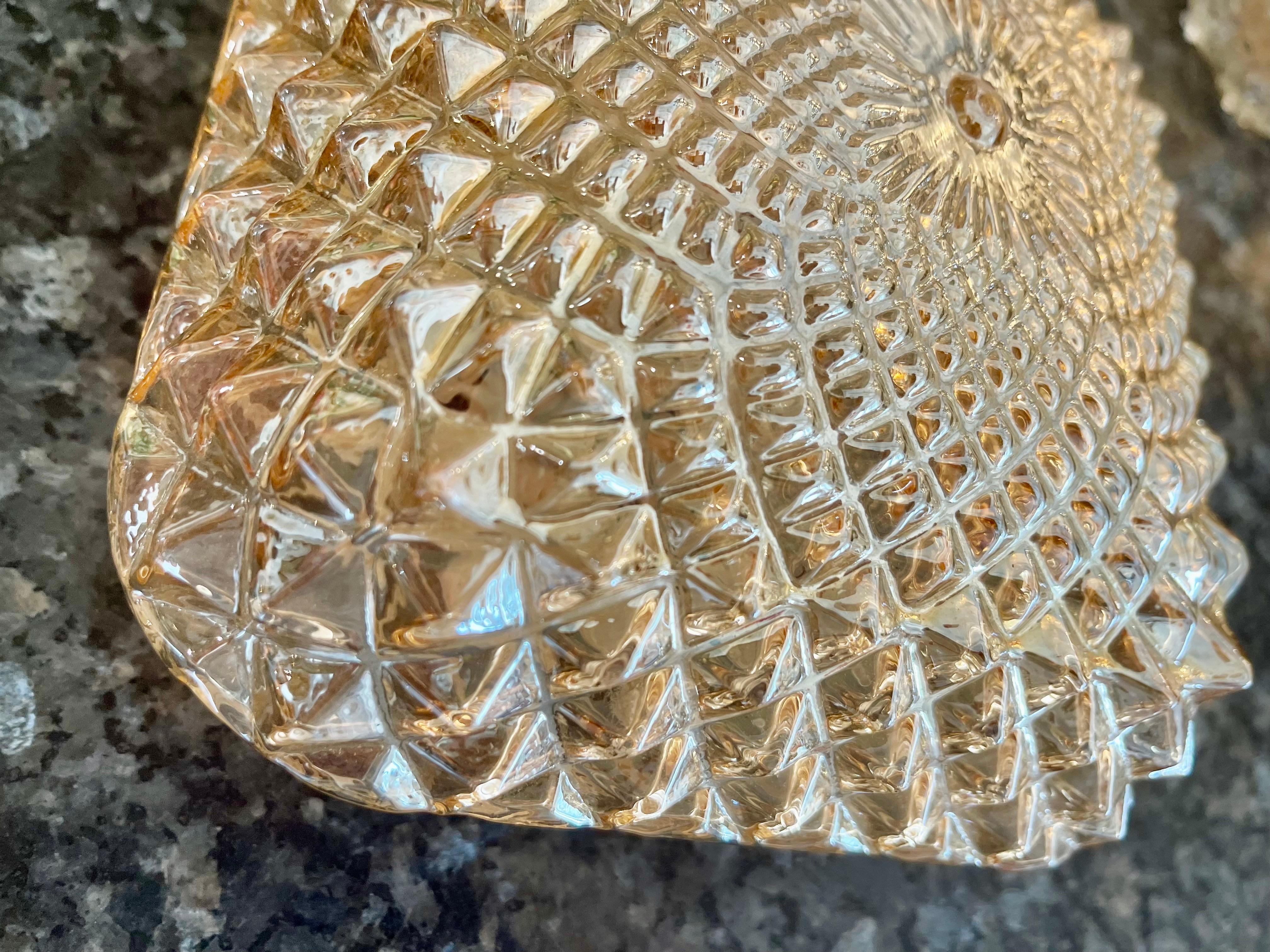 Mid-Century Round Clear cut Glass Sconces Flush Mounts , Germany 1960 ...