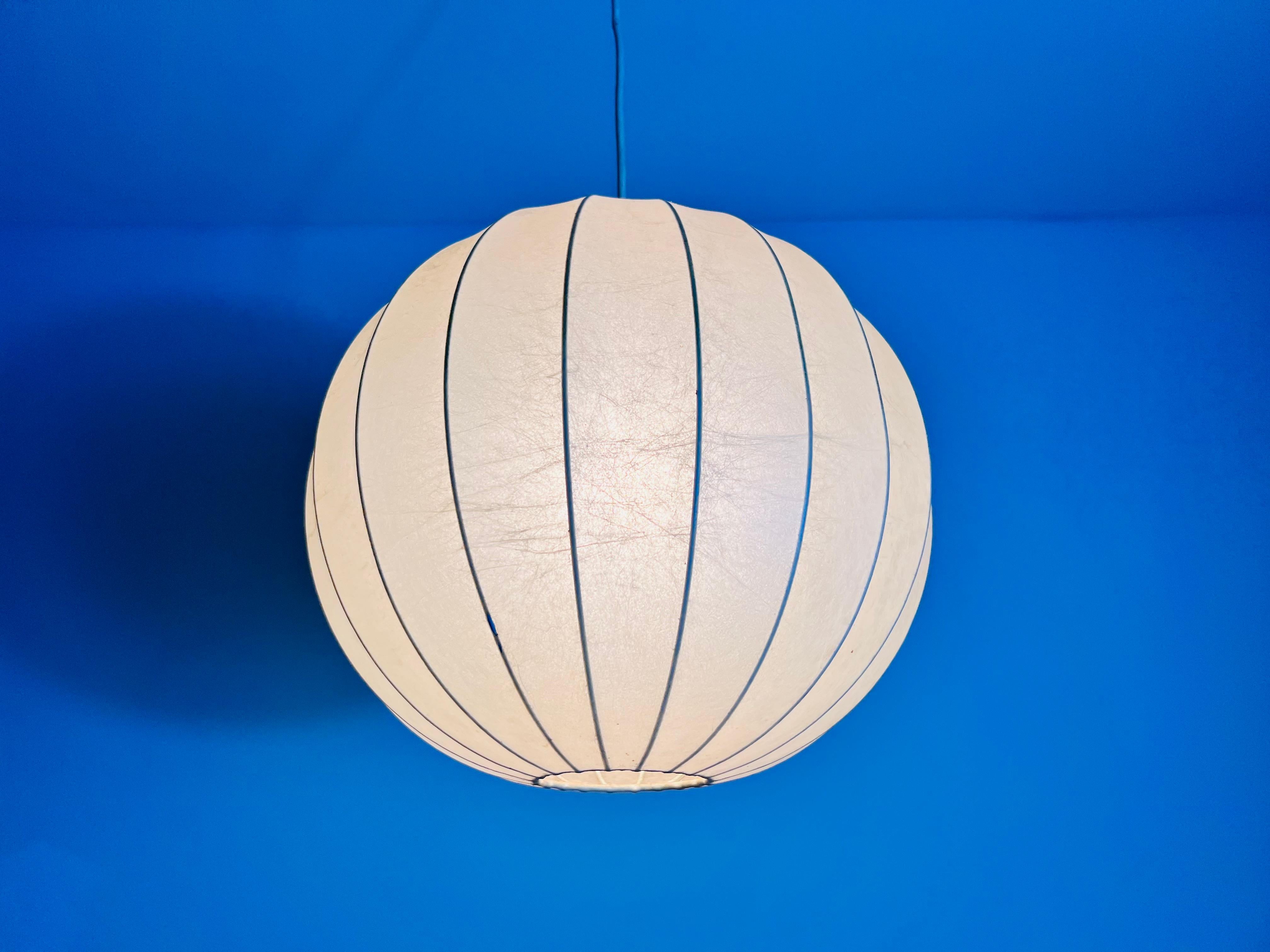 Mid-Century Round Cocoon Pendant Lamp, 1960s, Italy For Sale at 1stDibs