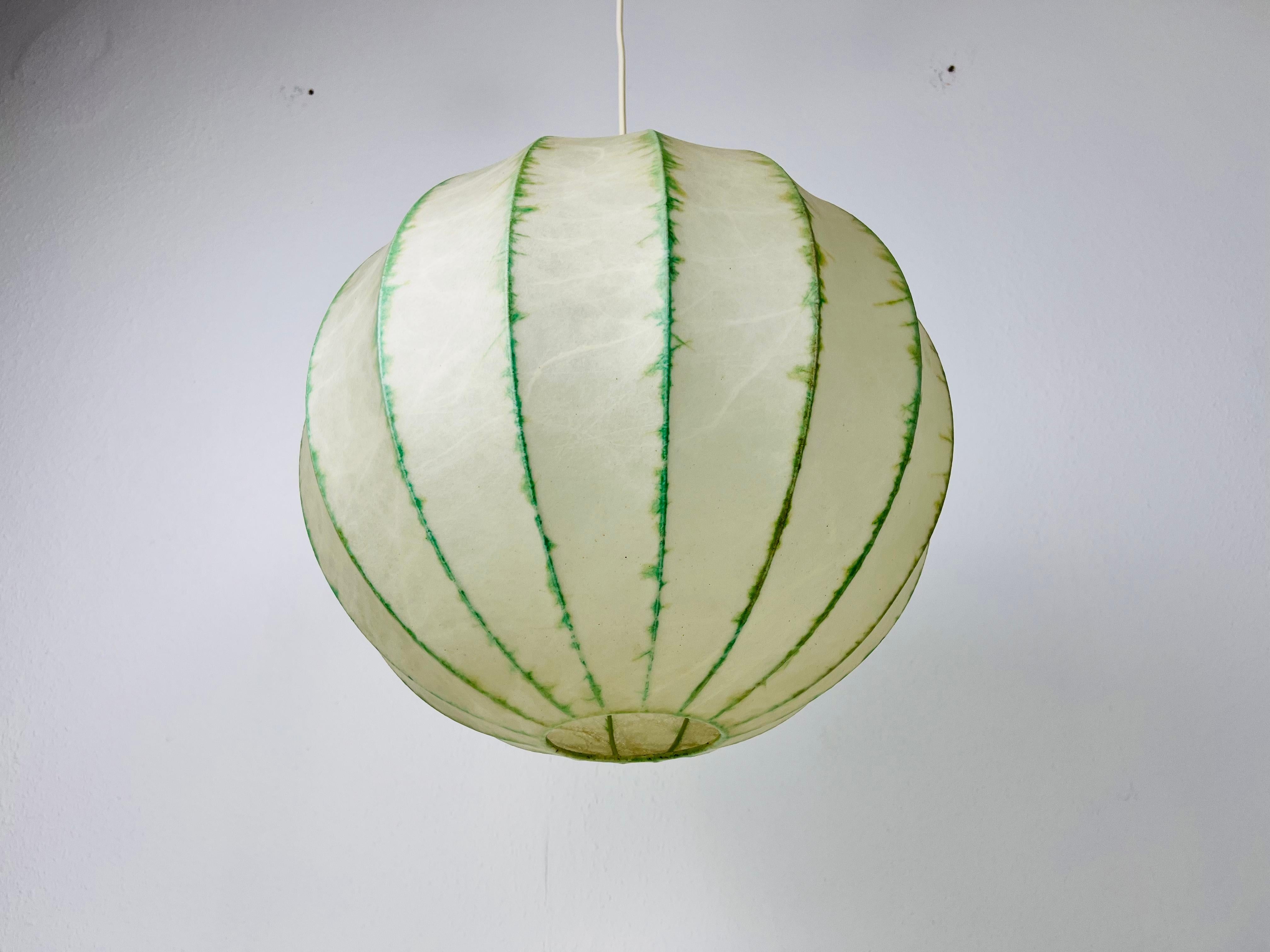 Mid-Century Round Cocoon Pendant Lamp, 1960s, Italy at 1stDibs