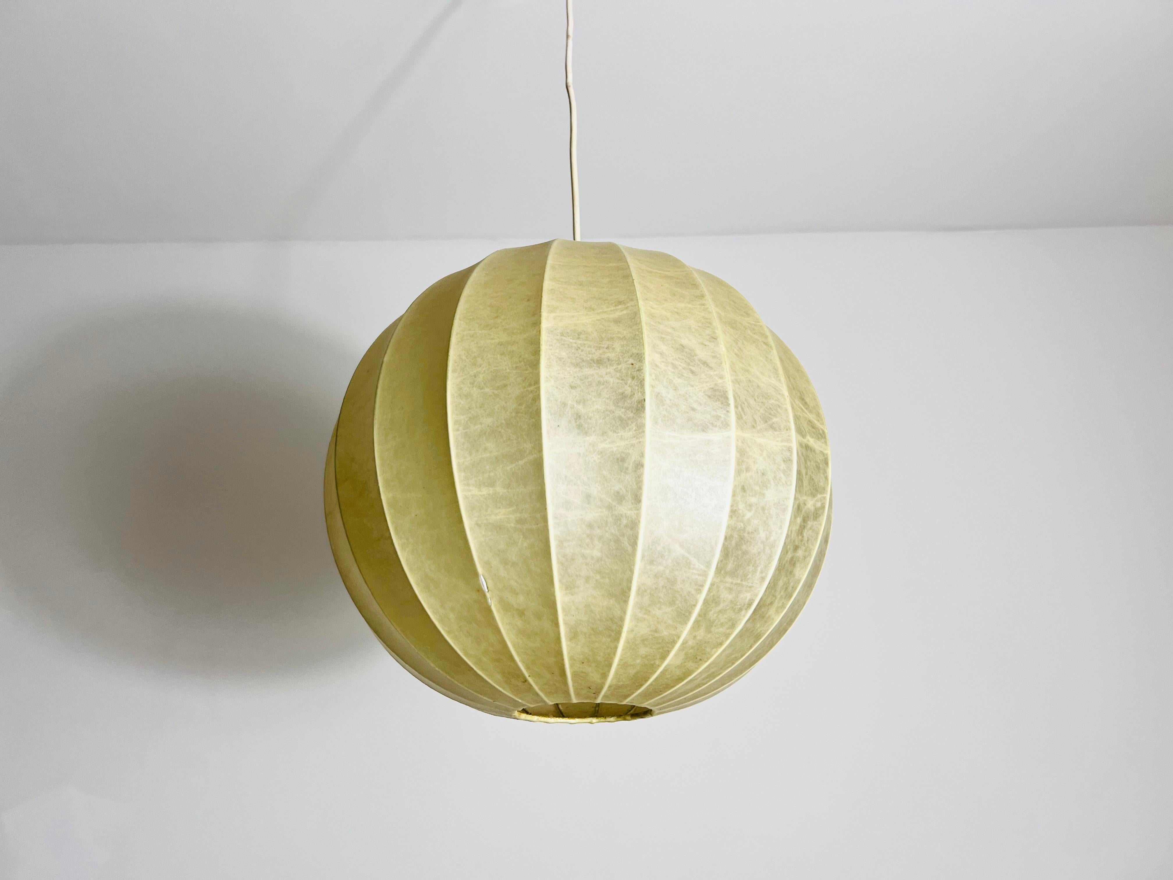Mid-Century Round Cocoon Pendant Lamp, 1960s, Italy For Sale at 1stDibs