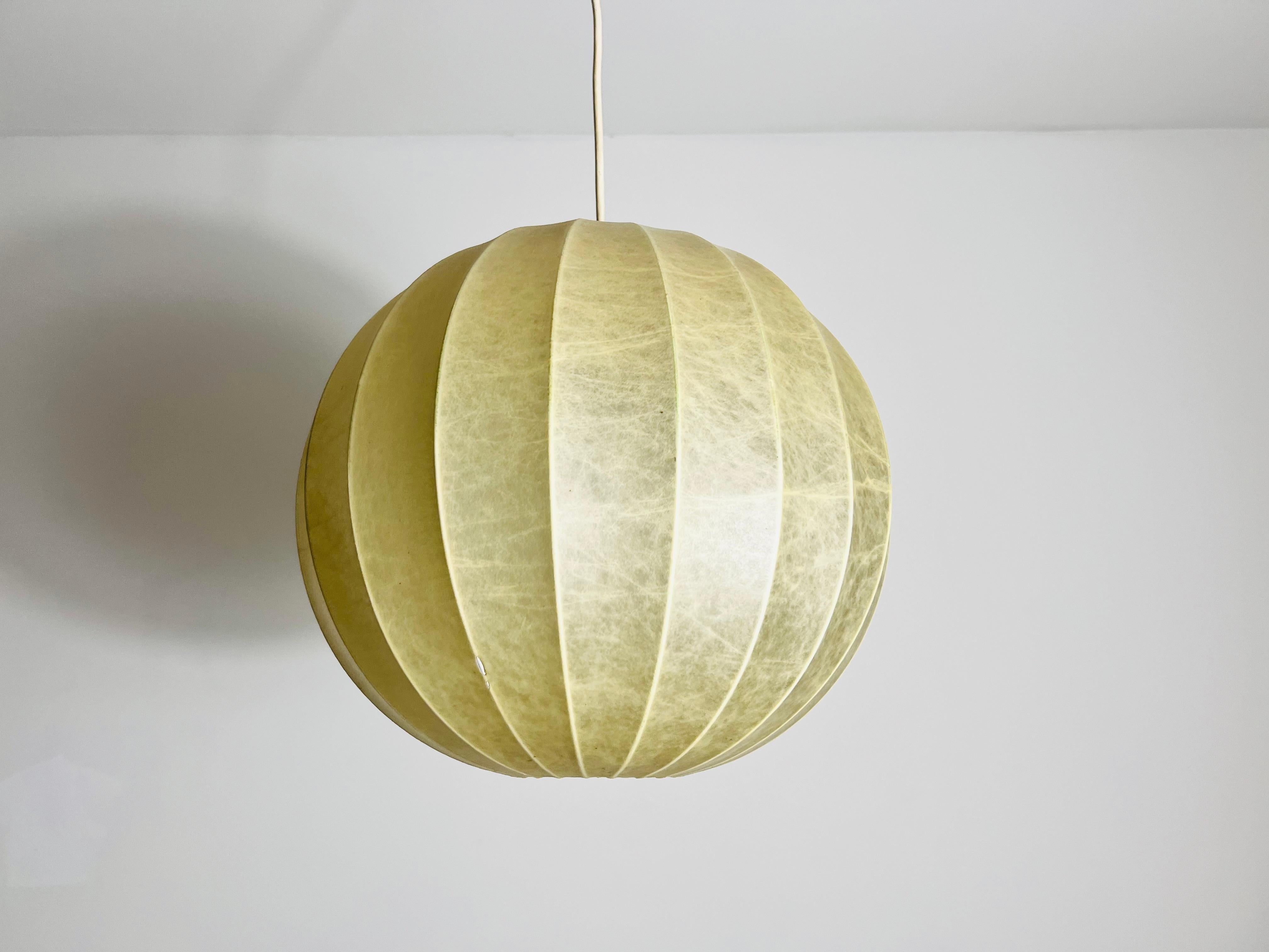 Mid-Century Round Cocoon Pendant Lamp, 1960s, Italy For Sale at 1stDibs