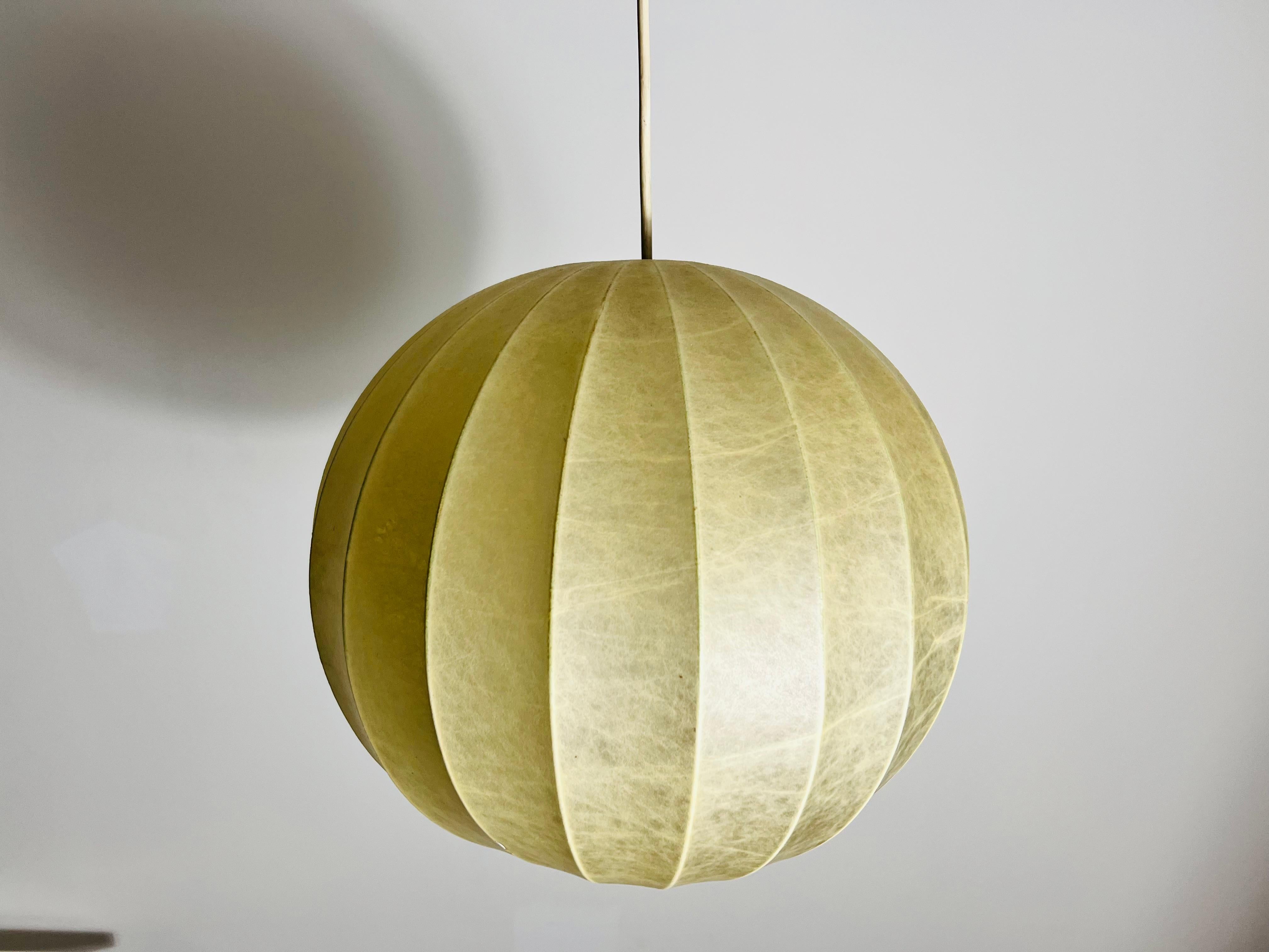 Mid-Century Round Cocoon Pendant Lamp, 1960s, Italy For Sale at 1stDibs