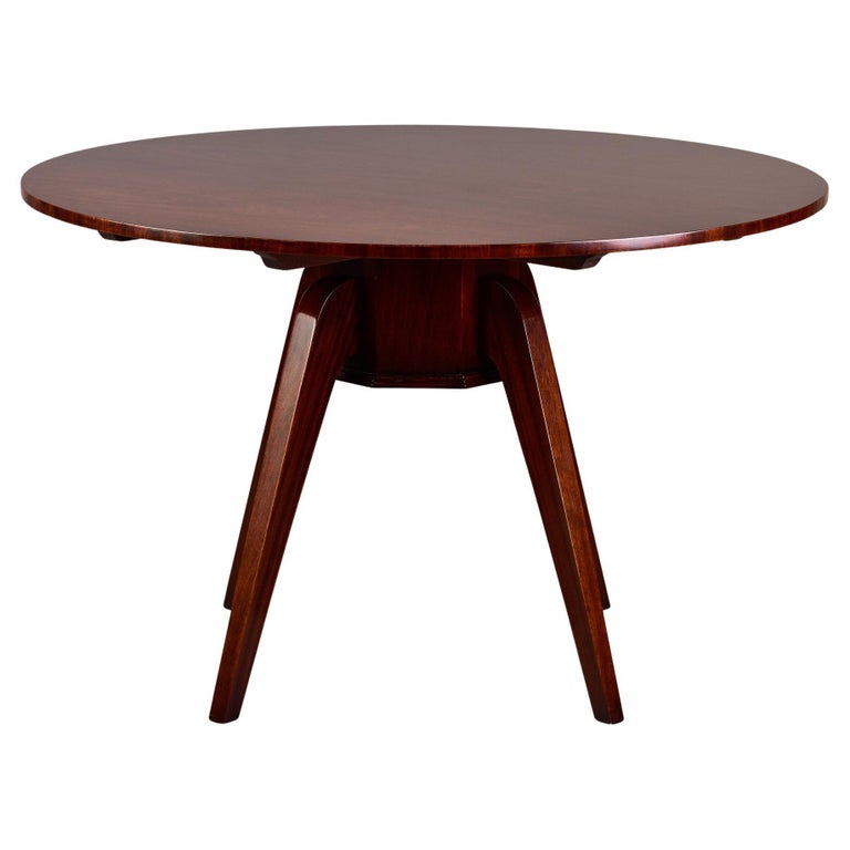 Mid-Century Round Mahogany Table For Sale at 1stDibs