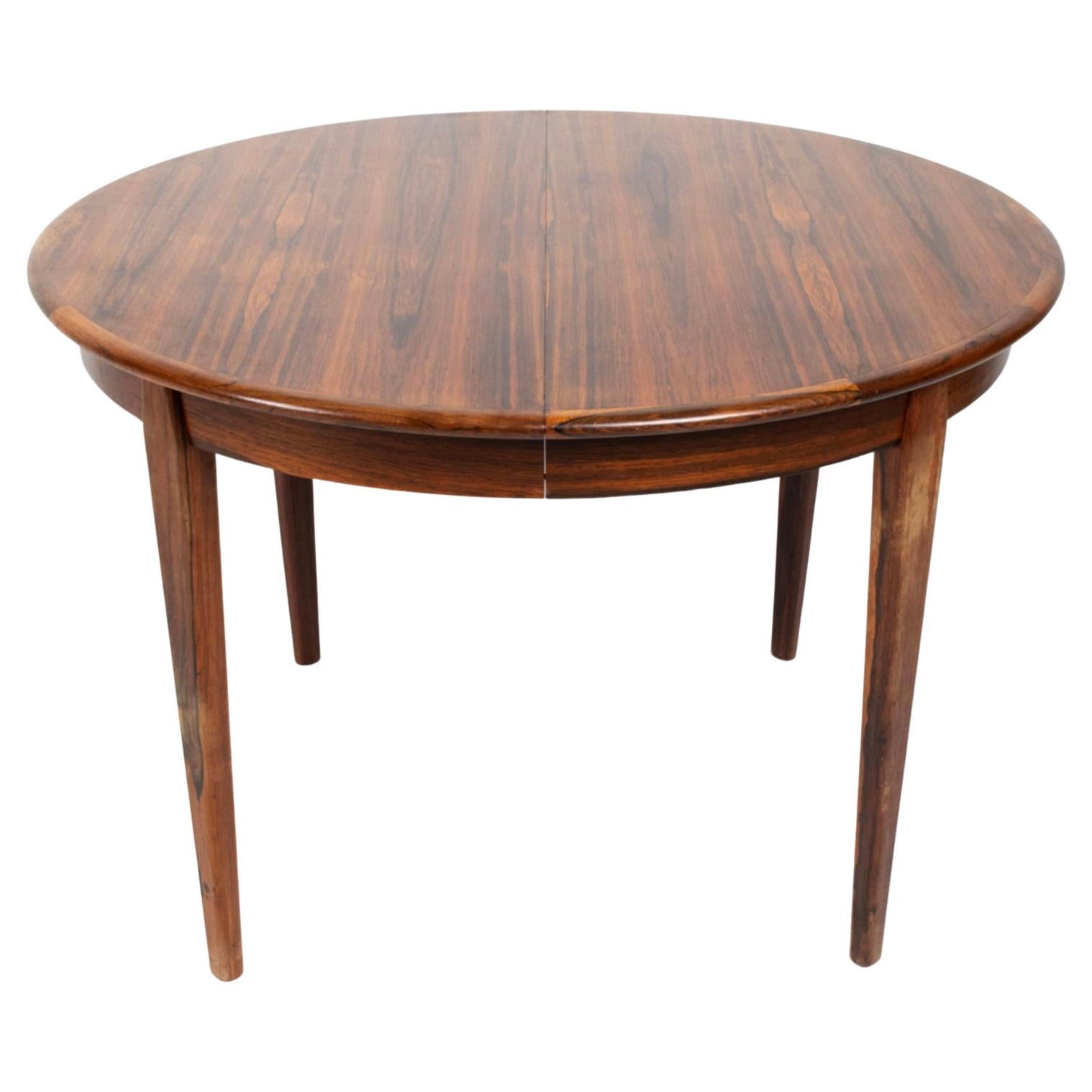 Midcentury Round Rosewood Danish Modern Extension Dining Table 2 Leaves ...