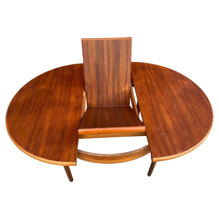 Mid Century Round Teak Danish Modern Extension Dining Table Pop Up ...