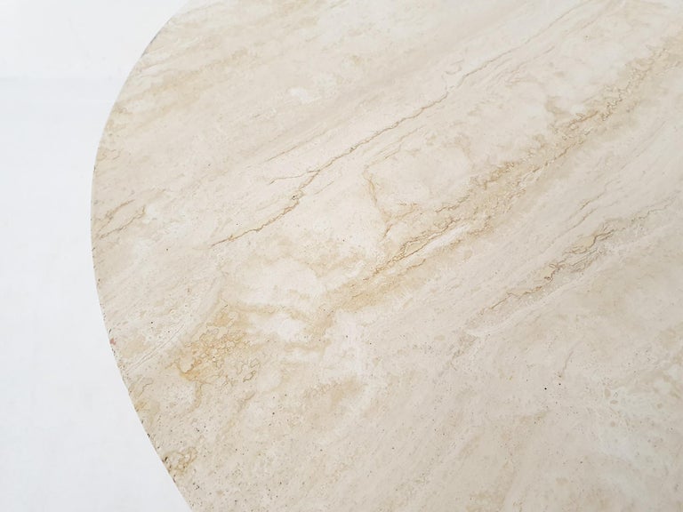 Mid-Century Round Travertine Side Table, 1970's at 1stDibs