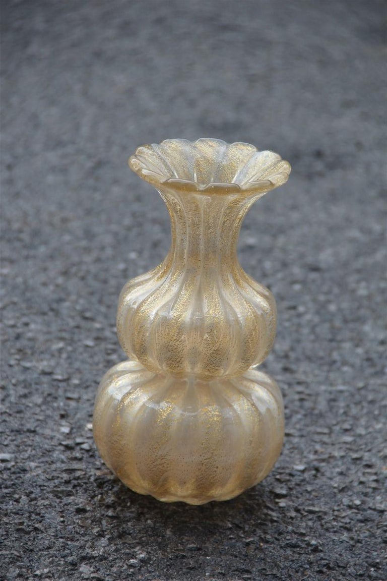 Midcentury Round Vase Barovier and Toso Murano Glass Gold Dust Italian ...