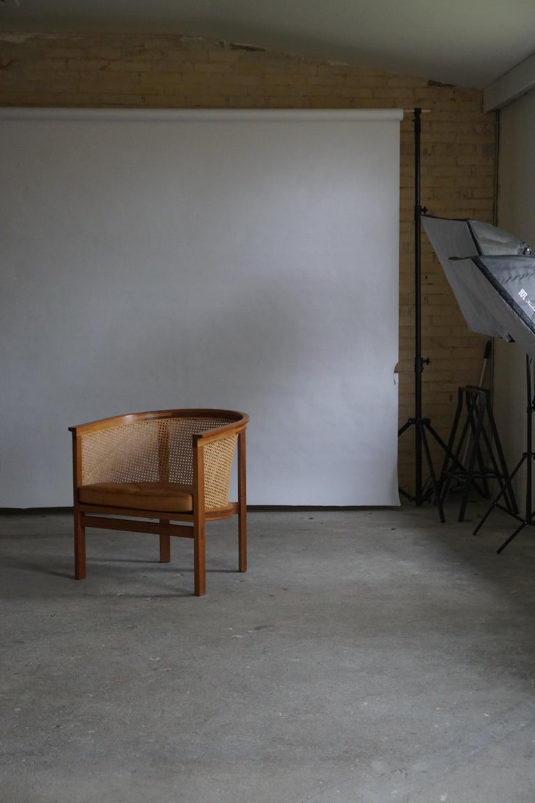 Mid Century Rud Thygesen Armchair in Cane and Leather, King Series ...