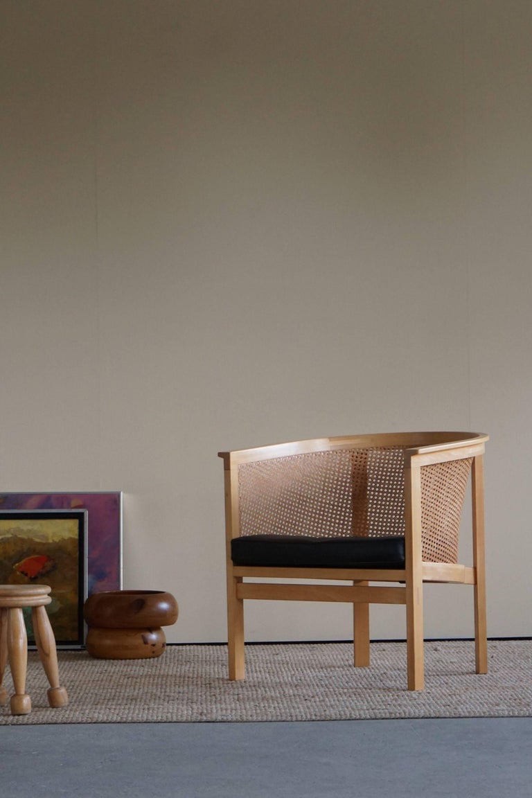 Mid Century Rud Thygesen Armchair in Cane and Leather, King Series ...