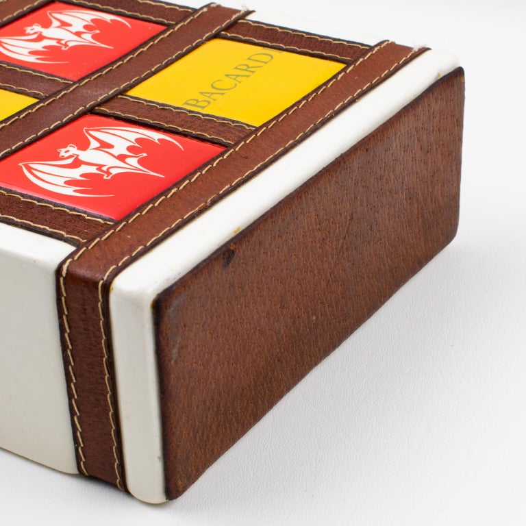 Mid-Century Rum Bacardi Ceramic Bottle with Red and Yellow Enamel at ...