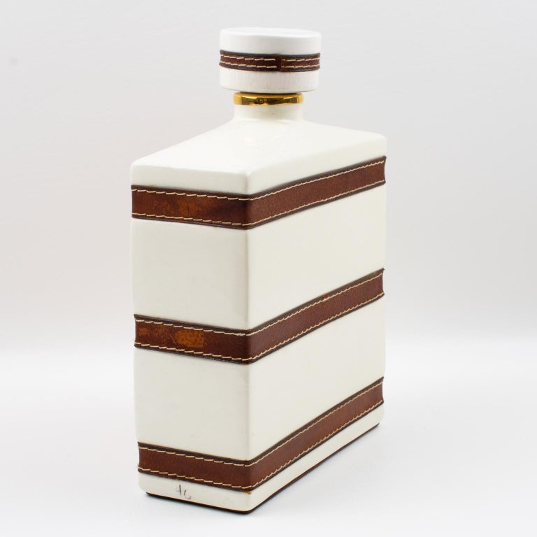 Mid-Century Rum Bacardi Ceramic Bottle with Red and Yellow Enamel at ...