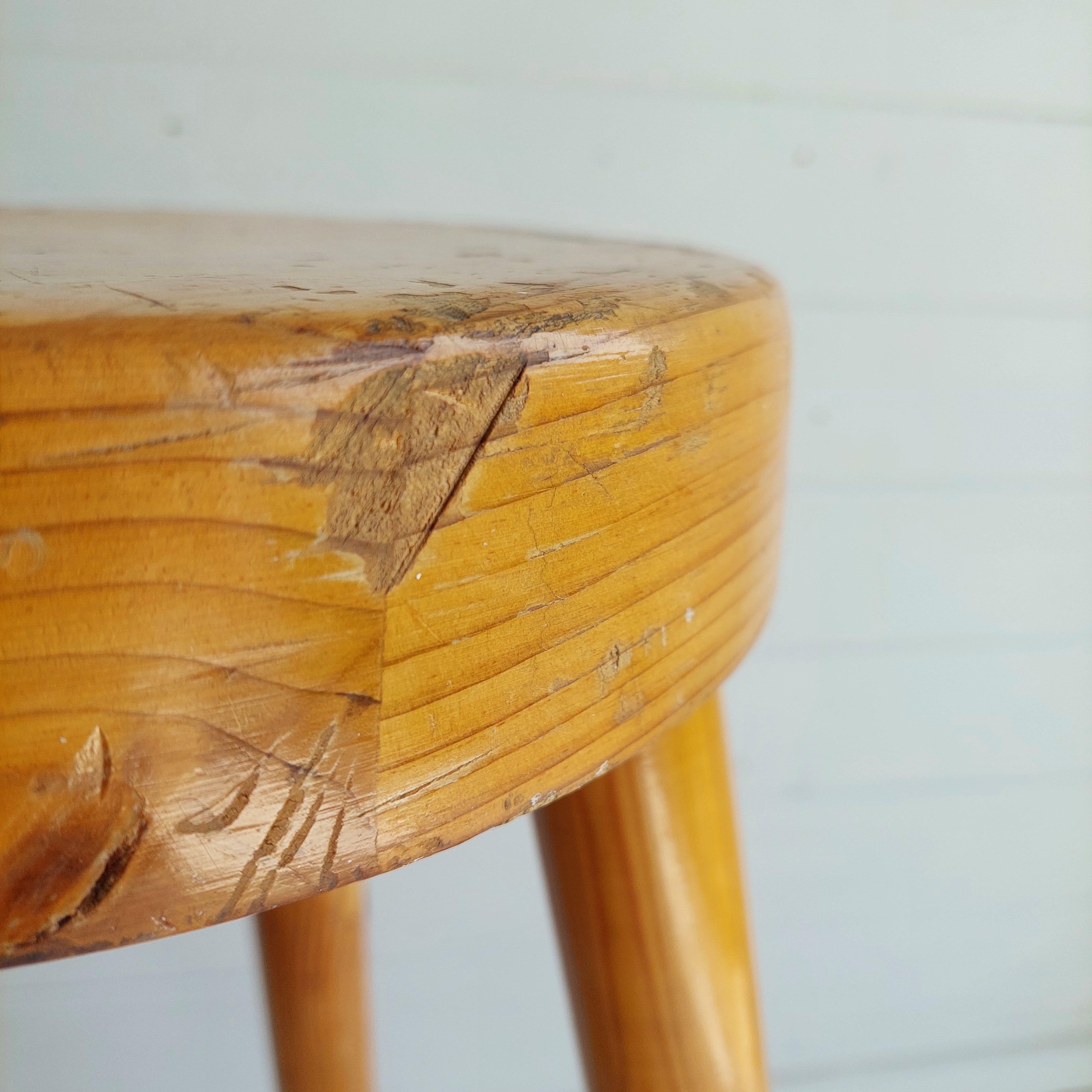 Mid Century Rustic Pine Bar High Stools, Set Of 2 Charlotte Perriand ...